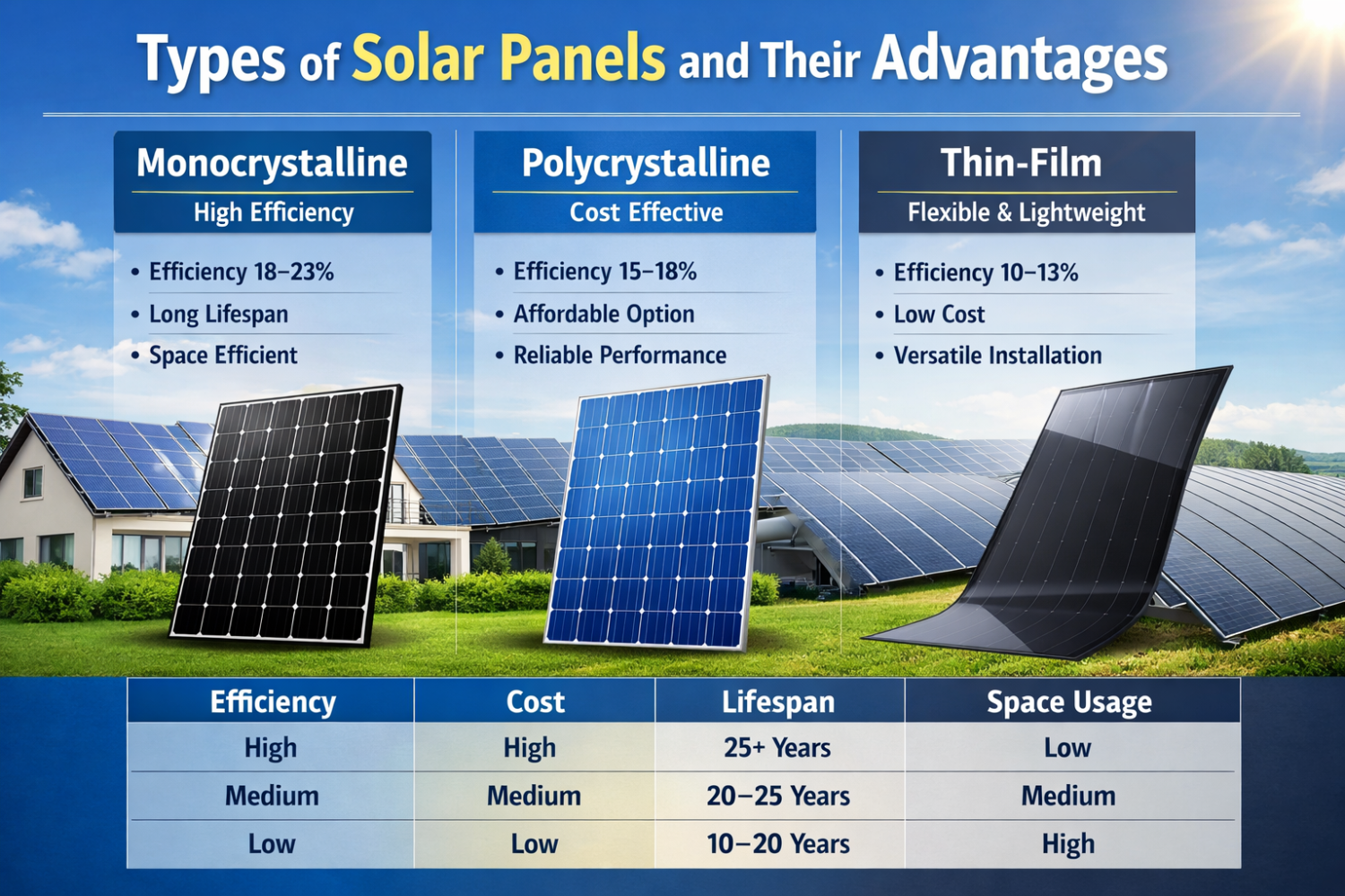 Types of Solar Panels and Their Advantages Explained